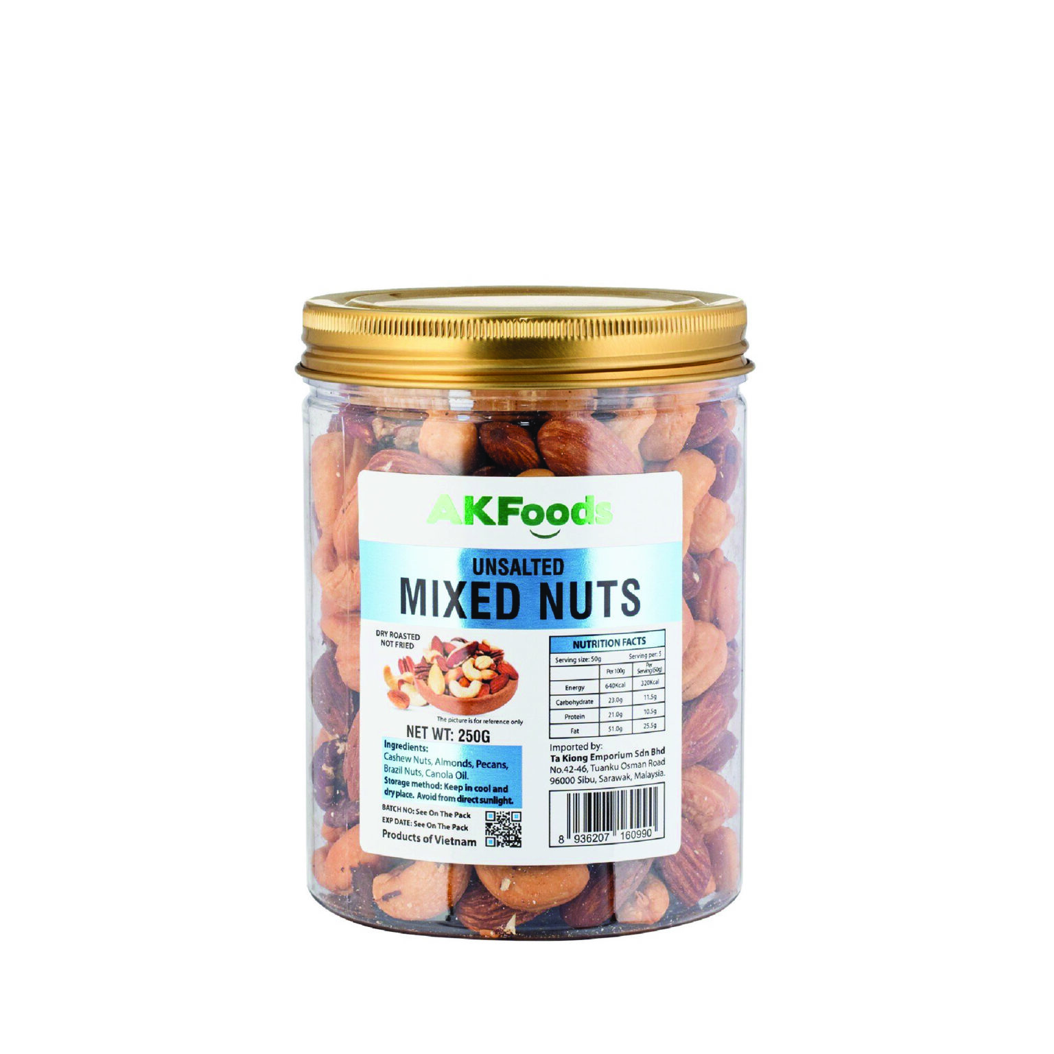 Roasted And Unsalted Mixed Nuts 250g | An Khang Foods JSC